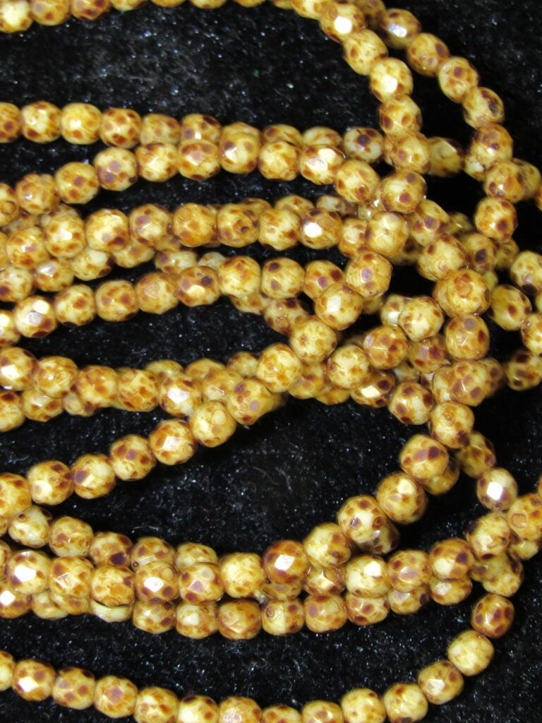 4mm Opaque Speckled Tan Beads - Julie's Xpressions